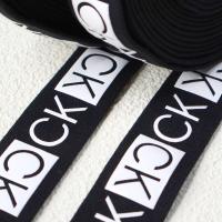 China Custom Silicone Printed Elastic Webbing Tape 2-Color Logo Branded Elastic Band for Apparel Bags for sale