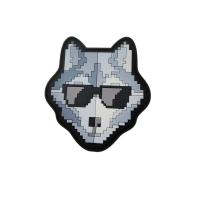 China Custom 3D Silicone Emblem Pixel Art Wolf Shape Heat Transfer Patch for Clothing OEKO-TEX for sale