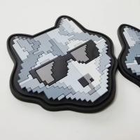 China Custom 3D Silicone Emblem Pixel Art Wolf Shape Heat Transfer Patch for Clothing OEKO-TEX for sale