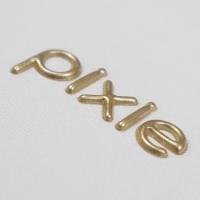 China Custom Gold TPU Heat Transfer Labels Glossy Effect Iron On Clothing Garment 4.5x2.5cm for sale