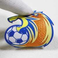 China Custom Silicone Printed Tatami Patch Lion Soccer Design Heat Transfer Badge for Sportswear 4.5x2.5cm for sale
