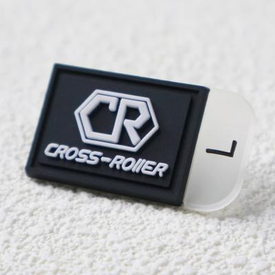 China Custom Silicone Size Label CR Logo Rubber Patch 4.5x2.5cm for Sportswear Footwear for sale