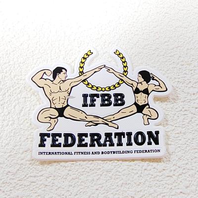 China Custom TPU Heat Transfer Label IFBB Fitness Bodybuilding Patch 4.5x2.5cm OEKO-TEX Certified for sale