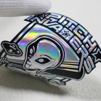 China Custom Iridescent TPU Voltage Patch 4.5x2.5cm Holographic 3D Alien Logo Badge for Sportswear for sale
