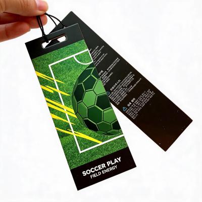 China Custom Clothing Hang Tags Art Card 3mm Cotton Cord Digital CMYK Printing for Garment Bags Luggage OEM for sale