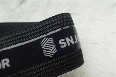 China Custom Screen Printing Polyester Elastic Band 50mm Width High Tenacity Black Elastic Tape for Garment Accessories for sale