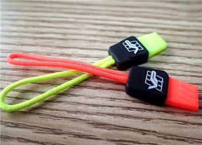 China Fluorescent Color Rubber Zipper Puller with Embossed Logo for Garment Bags Luggage 1000 Pcs MOQ for sale