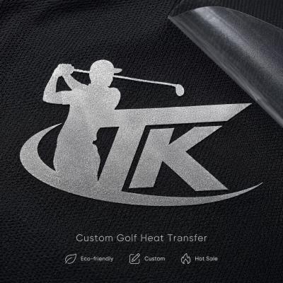 China Custom Metallic Heat Transfer Labels Golf Logo Transfer for Sportswear Apparel Streetwear Polo Shirts Jackets OEM ODM Eco Friendly Custom Made for sale