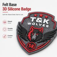 China Felt Base 3D Silicone Badge Custom Raised Logo Sew On Durable Team Patch Custom Made OEM Factory Direct for sale