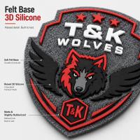 China Felt Base 3D Silicone Badge Custom Raised Logo Sew On Durable Team Patch Custom Made OEM Factory Direct for sale
