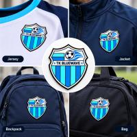 China Custom High Frequency TPU Logo Patches for Football Jerseys and Teamwear for sale