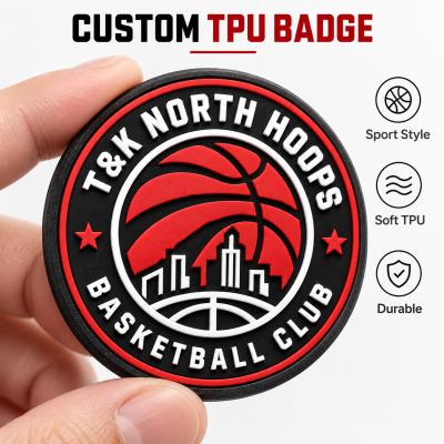 China Soft TPU Custom Embroidered Patches with 3D Basketball Logo and Iron-on Backing for Apparel Embroidery Patches for sale