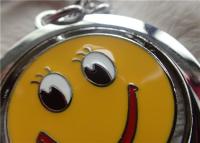 China Custom Metal Keychain Rotatable Smiling Yellow Face Promotional Gift Silver 2.5cm for sale