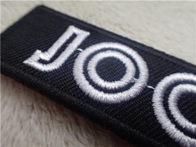 China Custom Embroidered Patches Black Twill White Line Heat Seal Backing 500pcs MOQ for sale
