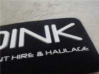 China Double Color Silicone 3D Rubber Logo Patches on Soft Black Microfiber 0.4-0.6mm Thick for sale