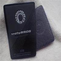 China PU Leather Custom Clothing Patches 80x105mm with White Debossed Logo and Dull Polish Finish for Branding for sale