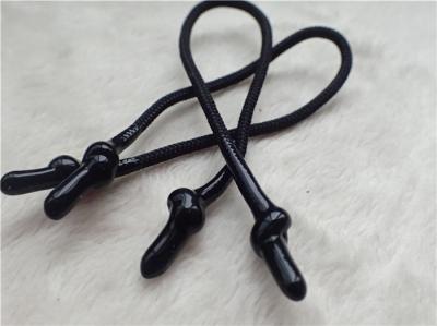 China Black Non-Elastic Cord with Shiny Silicone Endings for Bag Puller - 500pcs MOQ, Custom Colors & Logo Printing for sale
