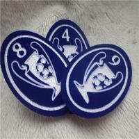 China Oval Shape Flocking Heat Transfer Patches for Uniforms Plush Monochrome 1.5D x 0.5mm Custom Embroidered for sale