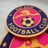 China 80mm Football Club Heat Transfer Flocking Patches - 0.4-1.1mm Thick Custom Garment Labels for sale