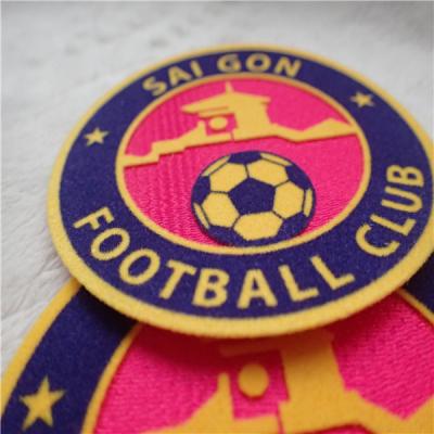China 80mm Football Club Heat Transfer Flocking Patches - 0.4-1.1mm Thick Custom Garment Labels for sale