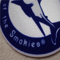 China 80mm Round Shark Logo Tatami Flocking Iron-On Patches with Hot Melt Glue - 0.8-1.4mm Thickness Custom Design for sale