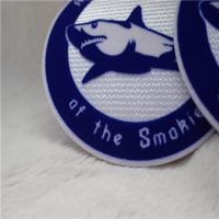 China 80mm Round Shark Logo Tatami Flocking Iron-On Patches with Hot Melt Glue - 0.8-1.4mm Thickness Custom Design for sale