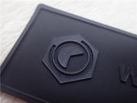 China Custom TPU Clothing Patches 3D Logo Shiny Black Wear Resistant 3x4.5cm for sale