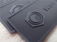 China Custom TPU Clothing Patches 3D Logo Shiny Black Wear Resistant 3x4.5cm for sale