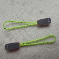 China Fluorescent Green Rope Zipper Puller 65mm x 6mm with 15lb Pull Force for Outdoor Sportswear for sale