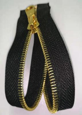 China Open End Brass Metal Teeth Zipper 3#-10# Sizes with Shiny Gold Finish for Home Textile and Garments for sale