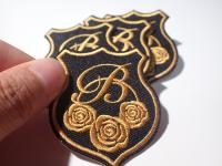 China Custom Embroidered Patch Gold Rose Raised Effect Eco Friendly 100 Pcs for sale
