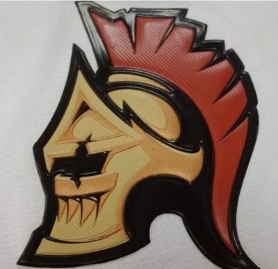 China 3D TPU Heat Transfer Labels for Sportswear Plastic Golden Logo Custom Size 1000 PCS MOQ for sale