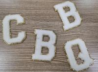 China Custom Towel Embroidered Letter Patches Heat Transfer Labels for Clothes 2x3 cm for sale