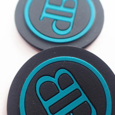 China Custom 3D PVC Logo Patches Raised Green Font for Clothing 500pcs MOQ for sale