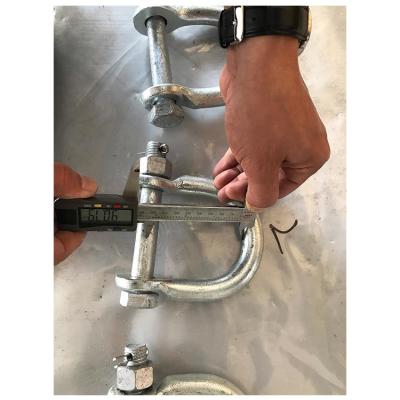 China Hot Dipped Galvanized U Shackle Bolt Pole Line Fitting 16mm to 36mm 70kN to 550kN for sale