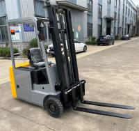 China 1.5 Ton Three Wheel Electric Battery Forklift Truck With Single And Double Sided Pallets for sale