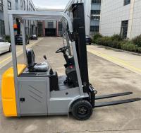 China 1.5 Ton Three Wheel Electric Battery Forklift Truck With Single And Double Sided Pallets for sale