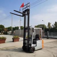 China 1.5 Ton Three Wheel Electric Battery Forklift Truck With Single And Double Sided Pallets for sale