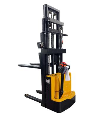 China New design 1.5ton 3m Fully walkie electric stacker with night lighting and speakers for safety for sale