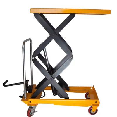 China 300kg Manual hydraulic lifting platform handcart mold platform mobile lifter scissor fork type small flat car for sale