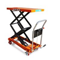 China Cheap price PTS1500 1500kg 1700mm hand Lift table manual forklift with double cylnder for sale