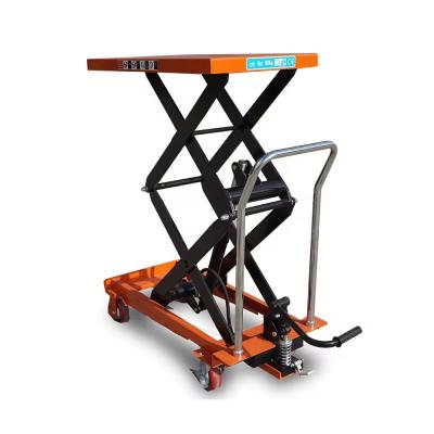 China Cheap price PTS1500 1500kg 1700mm hand Lift table manual forklift with double cylnder for sale