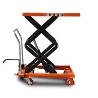 China Cheap price PTS1500 1500kg 1700mm hand Lift table manual forklift with double cylnder for sale