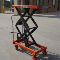 China Cheap price PTS1500 1500kg 1700mm hand Lift table manual forklift with double cylnder for sale