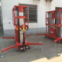 China Lifting 8 meters hydraulic lift aluminum alloy single mast DC motor electric aerial lift with platform Size 0.60*0.55m for sale