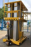 China Lifting 8 meters hydraulic lift aluminum alloy single mast DC motor electric aerial lift with platform Size 0.60*0.55m for sale