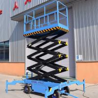China 10m Hydraulic Electric Scissor Lift Manned Aerial Work Platform Hydraulic Mobile Electric Self-propelled Lift for sale