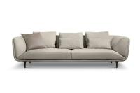 China NORDIC MINIMALIST 2 SEATER LIGHT GREY FABRIC SOFA, WATERPROOF TECH CLOTH UPHOLSTERED SOFA WITH BLACK METAL LEGS FOR LIVING ROOM, APARTMENT, VILLA & HOTEL PROJECT for sale