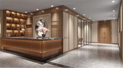 China OEM/ODM CUSTOM FURNITURE MANUFACTURE DINGHAO CUSTOM NEW CHINESE STYLE HOTEL RECEPTION DESK MARBLE TOP WOODEN LOBBY COUNTER AND OTHER FURNITURES for sale
