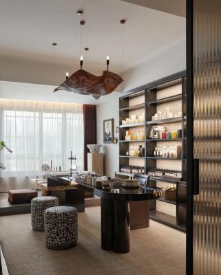 China OEM/ODM Custom Luxury Modern Hotel Suite Furniture Set | Floating Bathroom Vanity, Executive Desk & Open Bookshelf for Villa & High-End Residential for sale